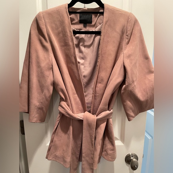 INTERMIX | Jackets & Coats | Dusty Rose Suede Jacket With Belt | Poshmark